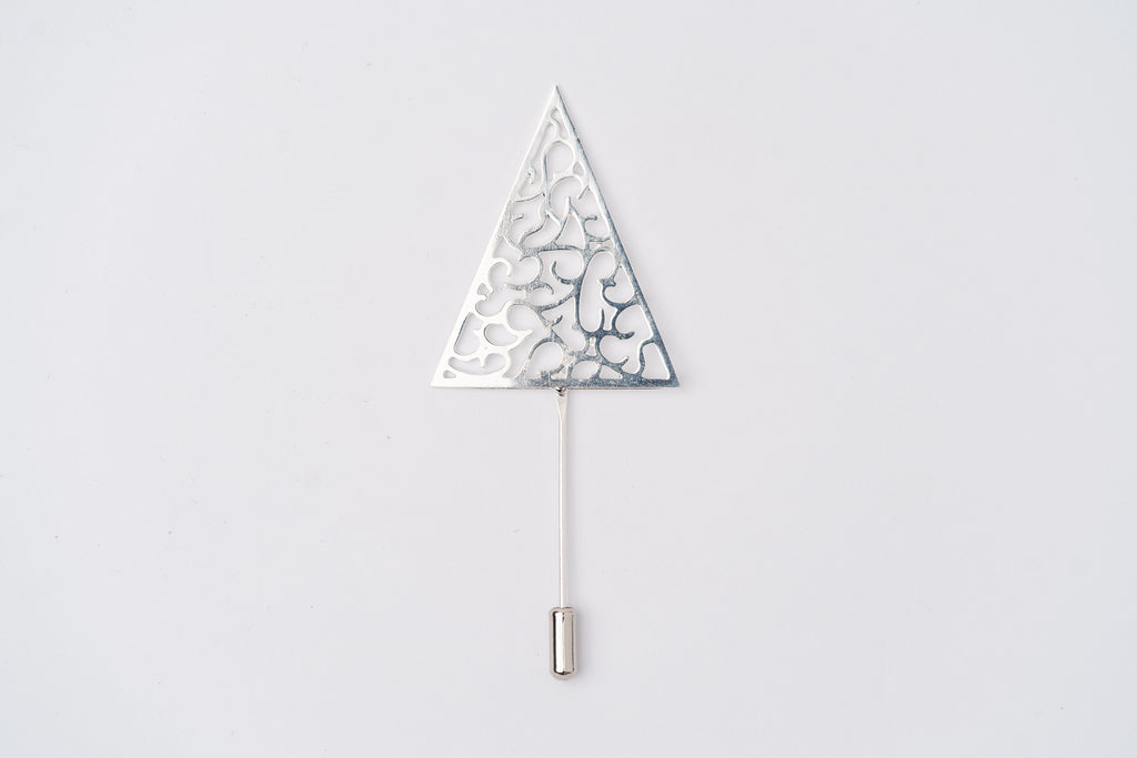 Architrave Lapel Pin-White Gold Plated– SA.BA DESIGNS